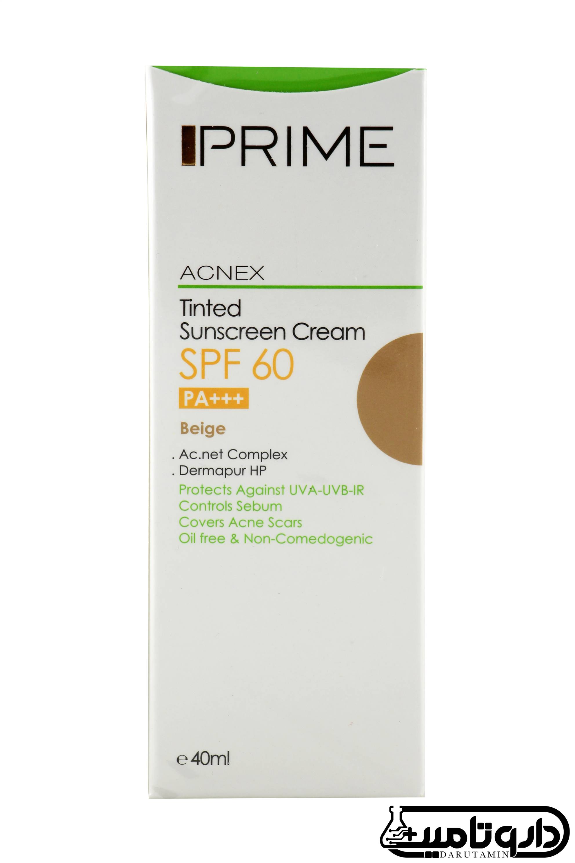 خرید پریم کرم ضد آفتاب رنگی SPF60 مناسب پوست چرب (بژ) در داروخانه داروتامین